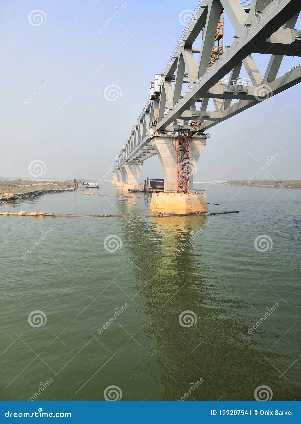 Construction of Padma Bridge. Stock Image - Image of boat, water: 199207541