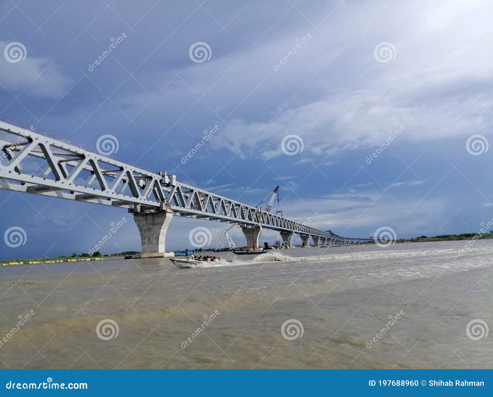 The Construction Of Padma Bridge On River Padma In Bangladesh. Stock ...
