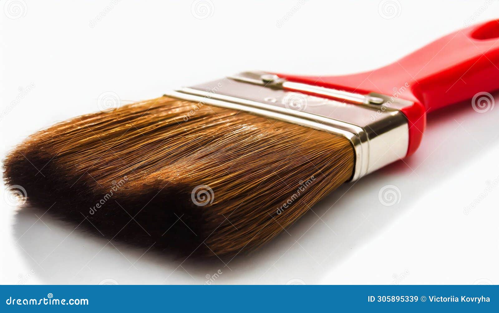 Construction Paint Brush with Red Wooden Handle Isolated on White Stock ...
