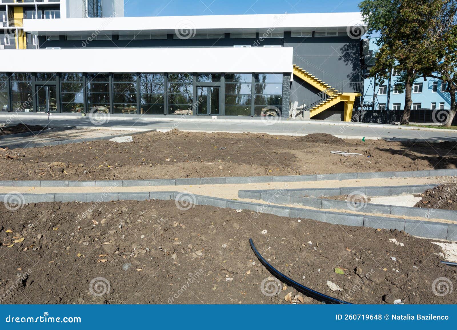 Construction of a Park Path. Borders Along the Park Path, Drip ...