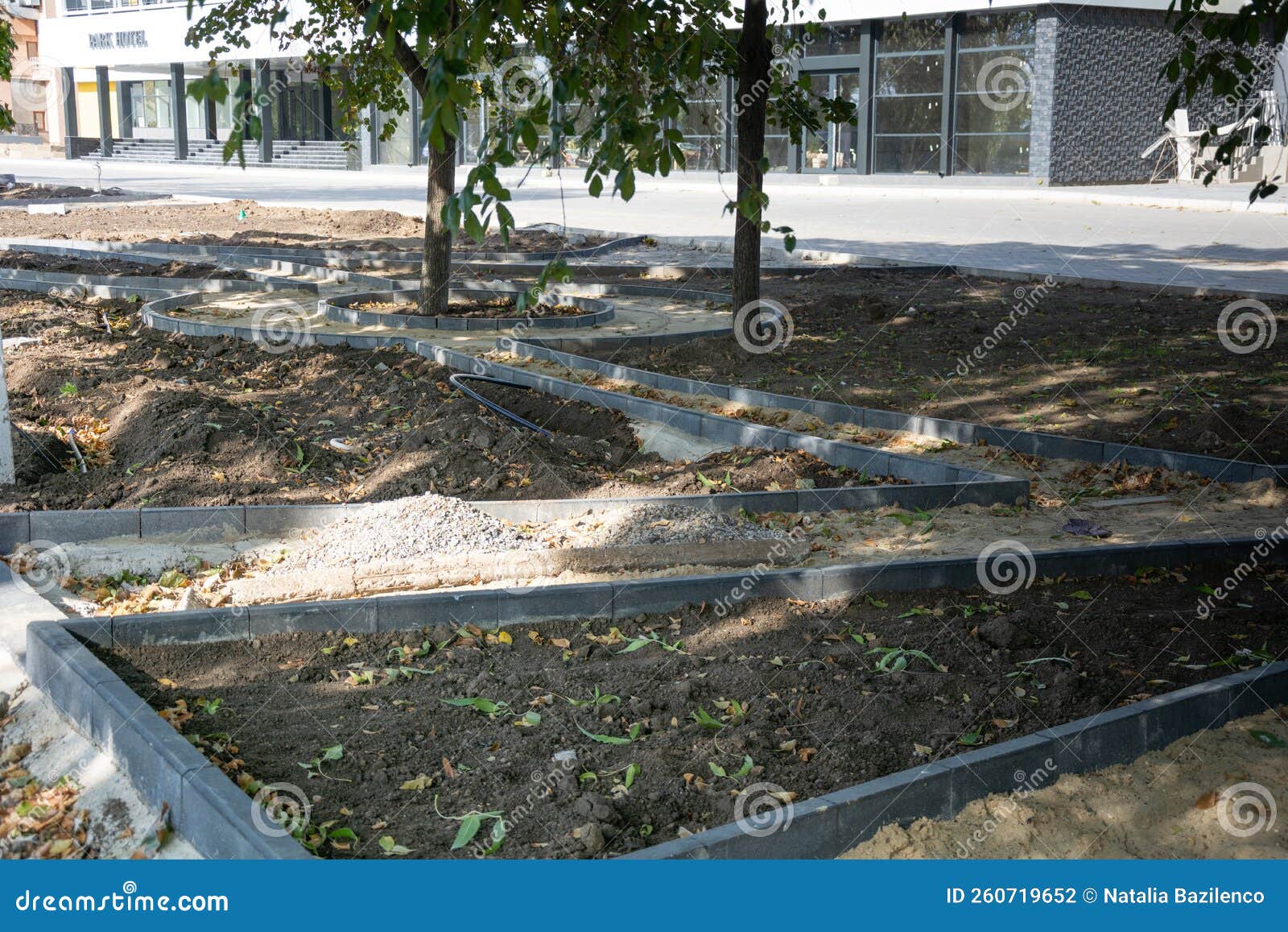 Construction of a Park Path. Borders Along the Park Path, Drip ...
