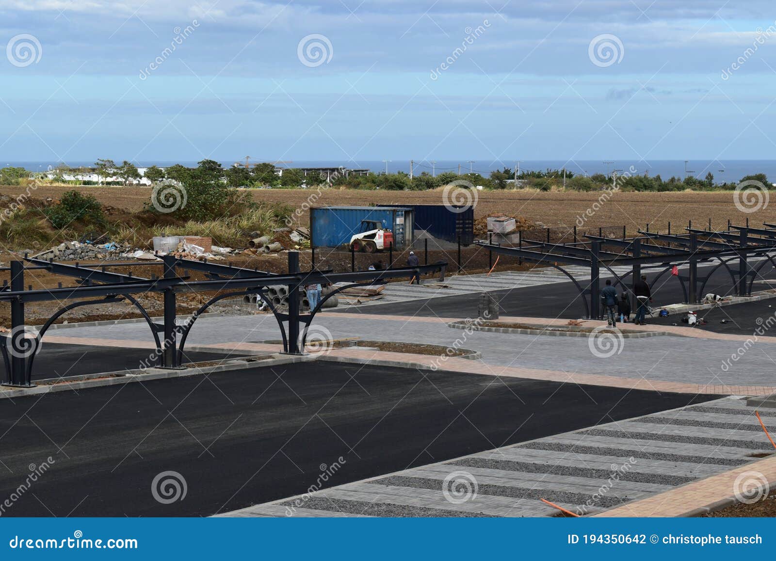 Construction of a Parking Lot. Stock Photo - Image of concept, fence ...