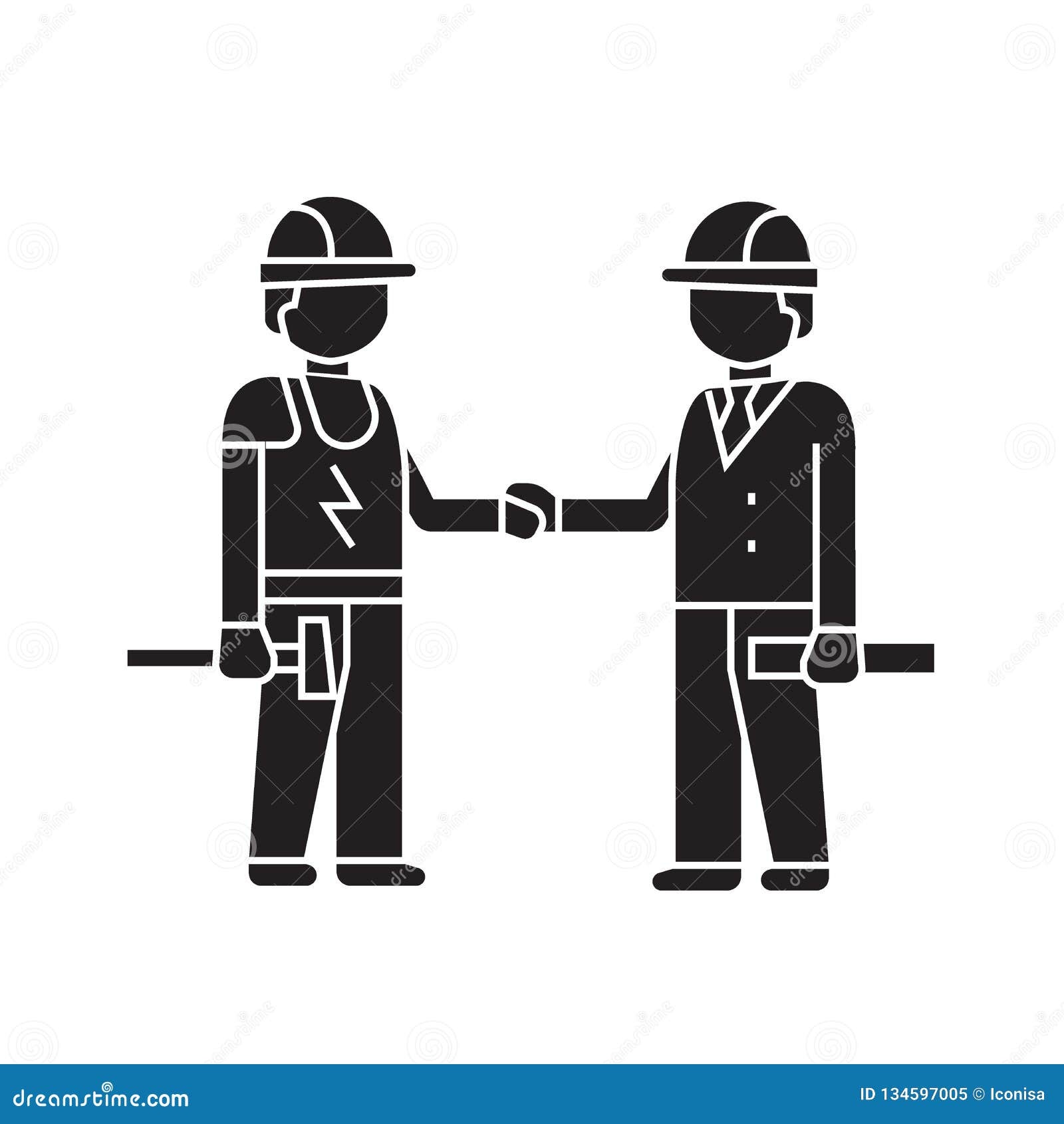 Construction Partnership Black Vector Concept Icon. Construction ...