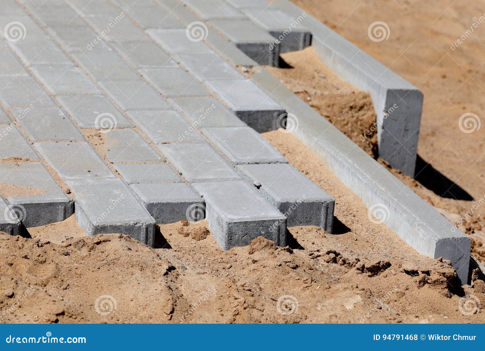 Construction of Pavement with Concrete Brick Stock Photo - Image of ...