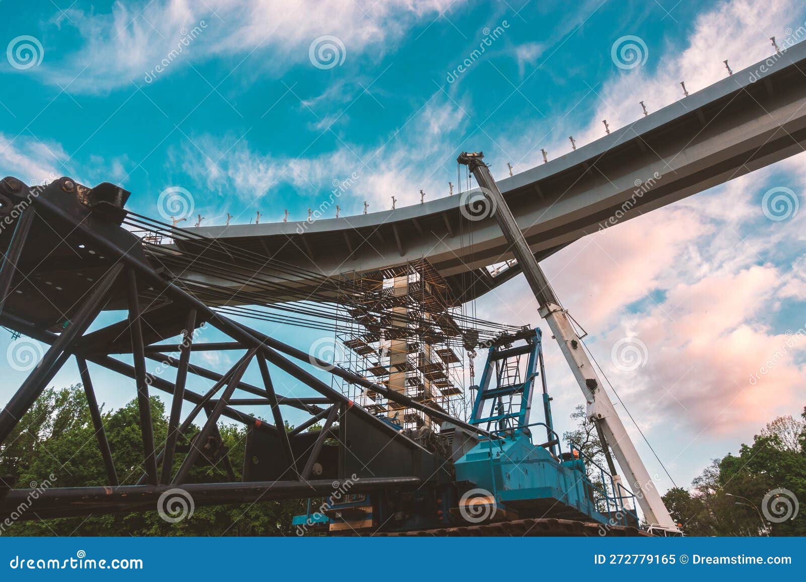 Construction of a Pedestrian Glass Bridge Klitschko in Kyiv Stock Image ...