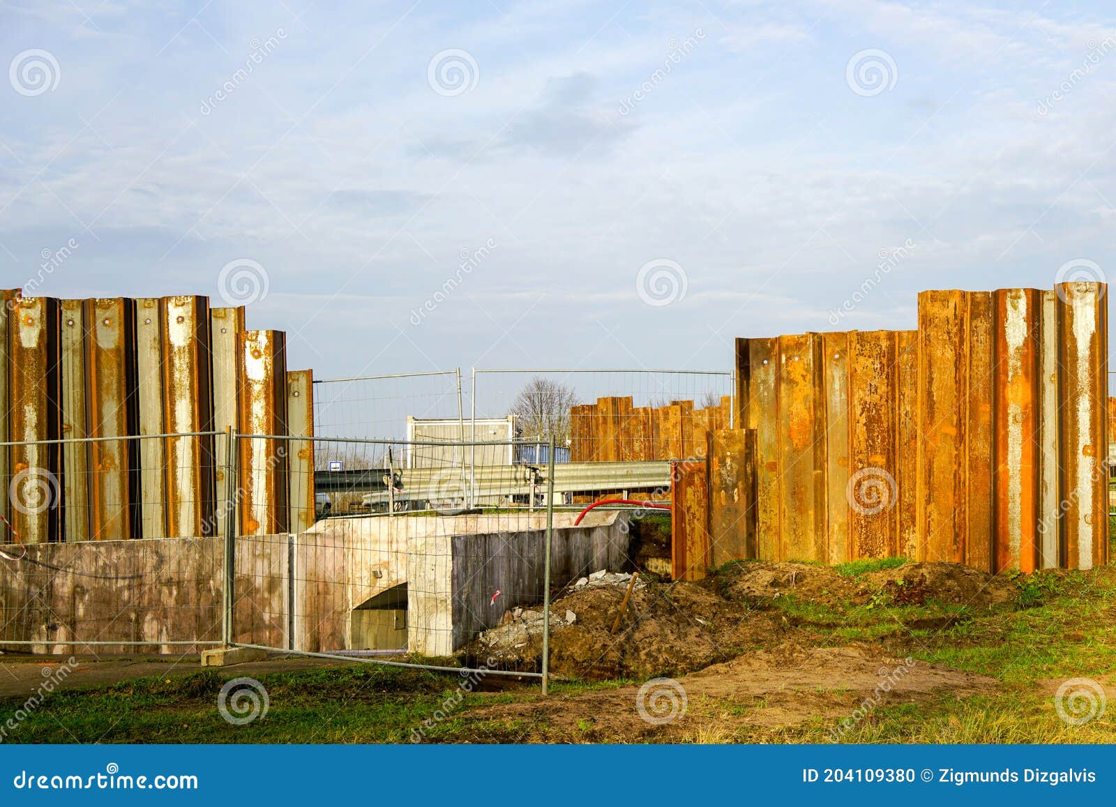 Construction Of A Pedestrian Tunnel Under The Highway Stock Photo ...