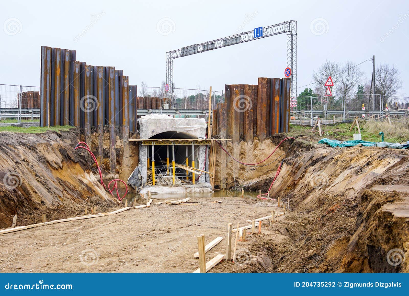 Construction of a Pedestrian Tunnel Under the Highway Stock Photo ...
