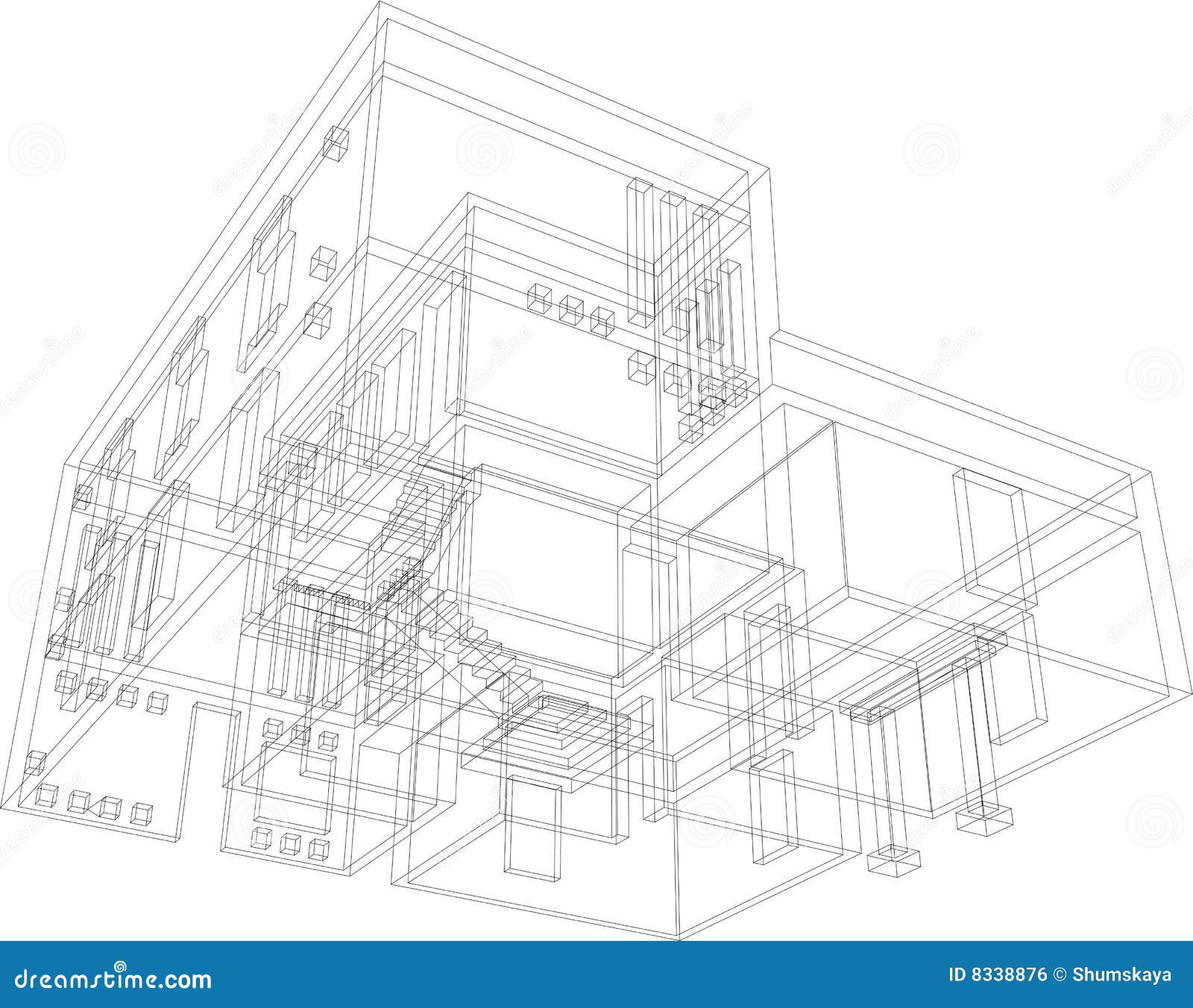 Construction Perspective 34 Stock Illustration - Illustration of line ...