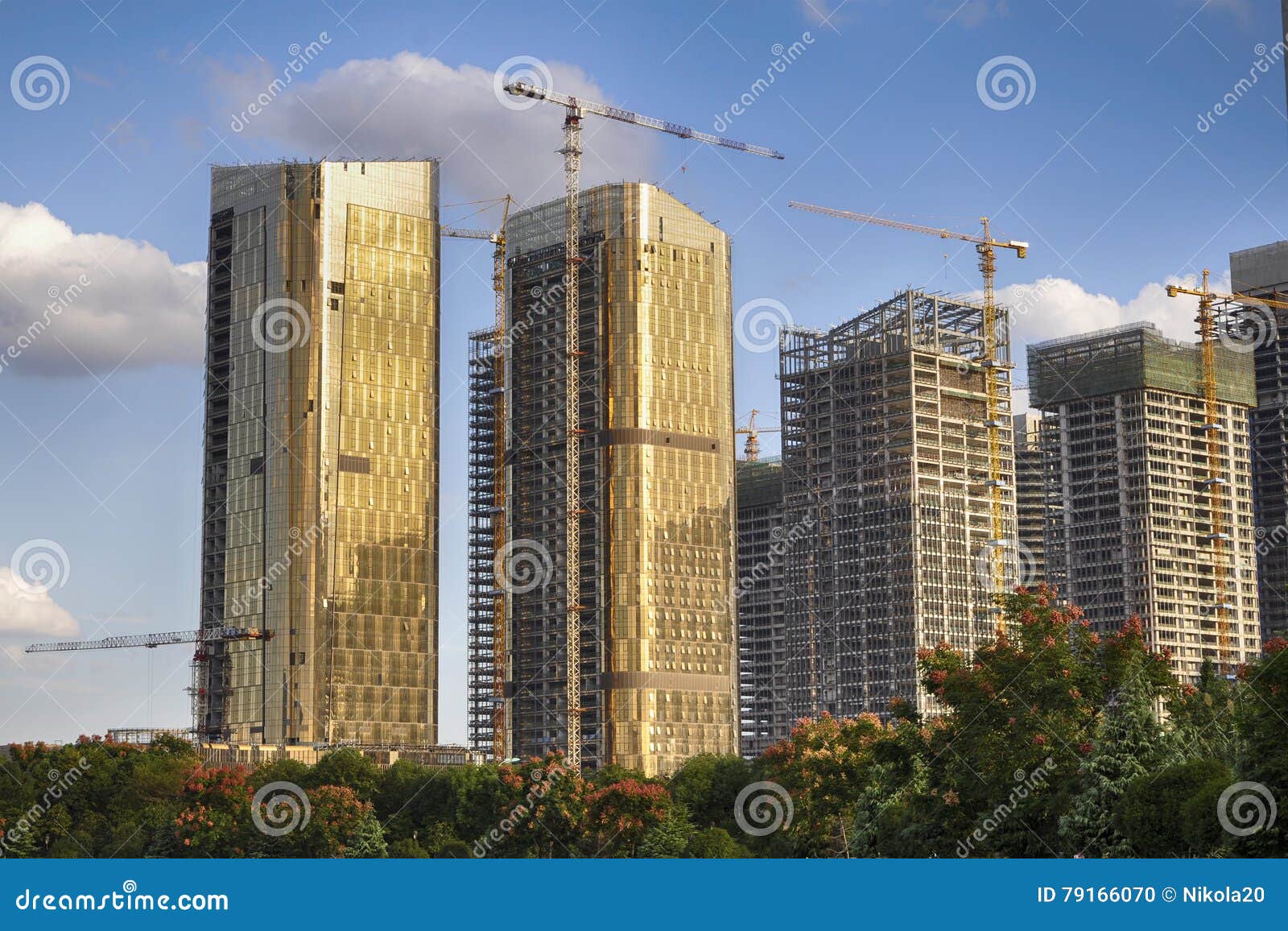 Construction Phase of the Complex High-rise Buildings. China.Yiwu Stock ...