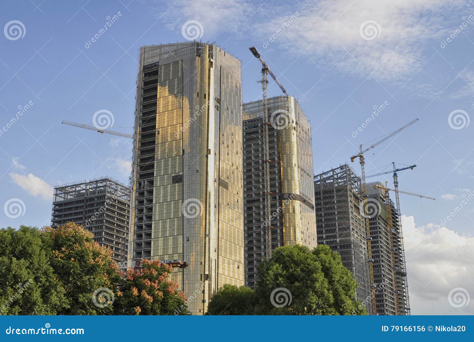 Construction Phase of the Complex High-rise Buildings. China.Yiwu Stock ...