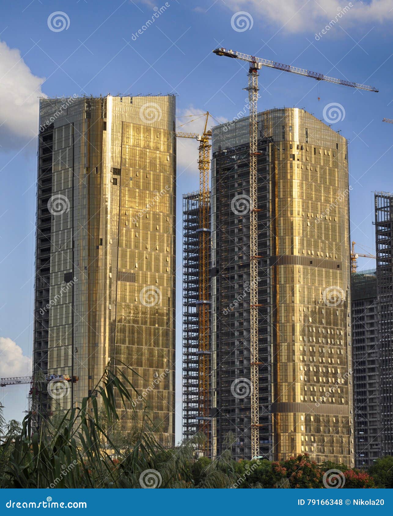 Construction Phase of the Complex High-rise Buildings. China.Yiwu Stock ...
