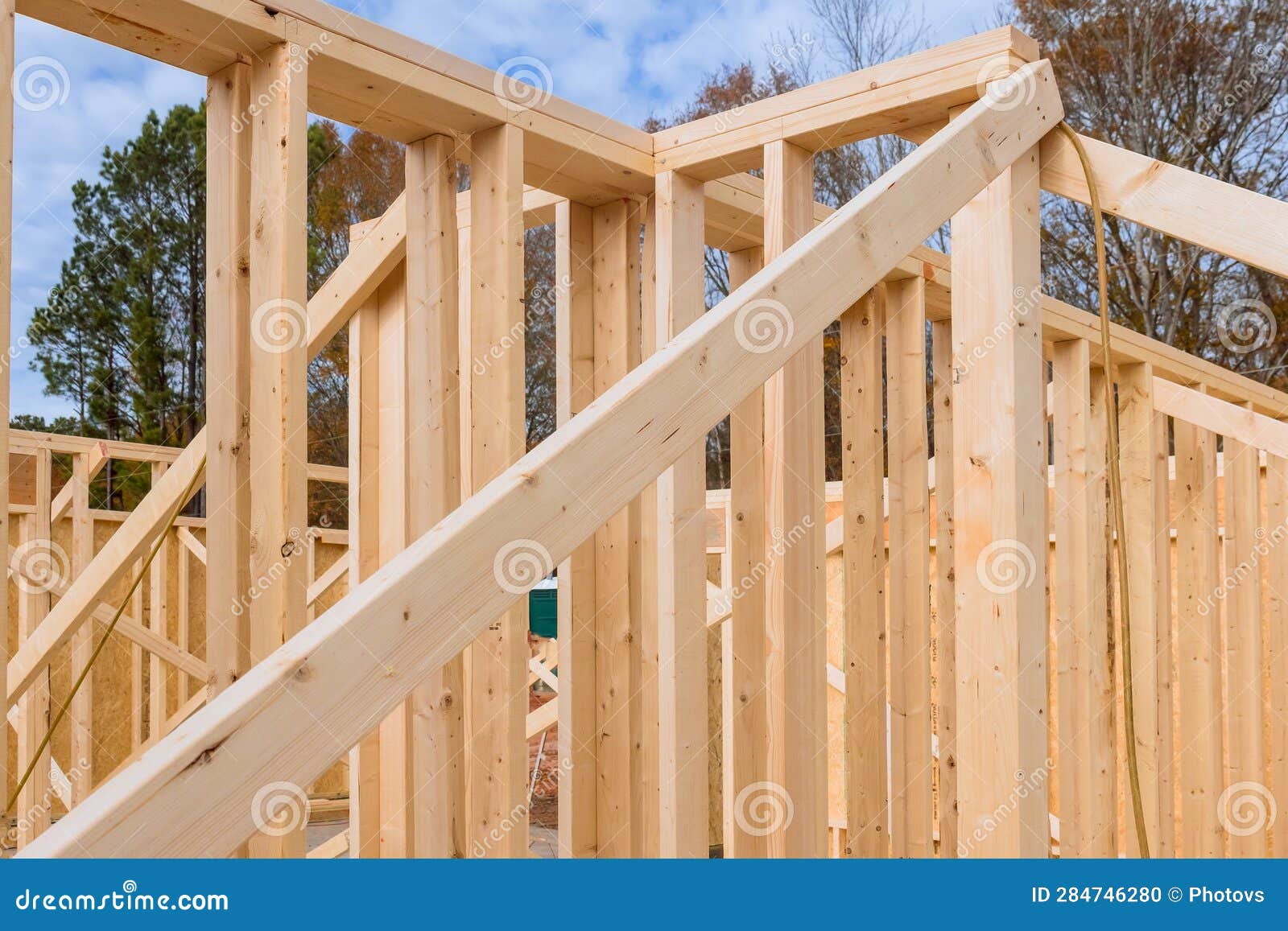 During Construction Phase There are Support Beams Built a Wooden Frame ...