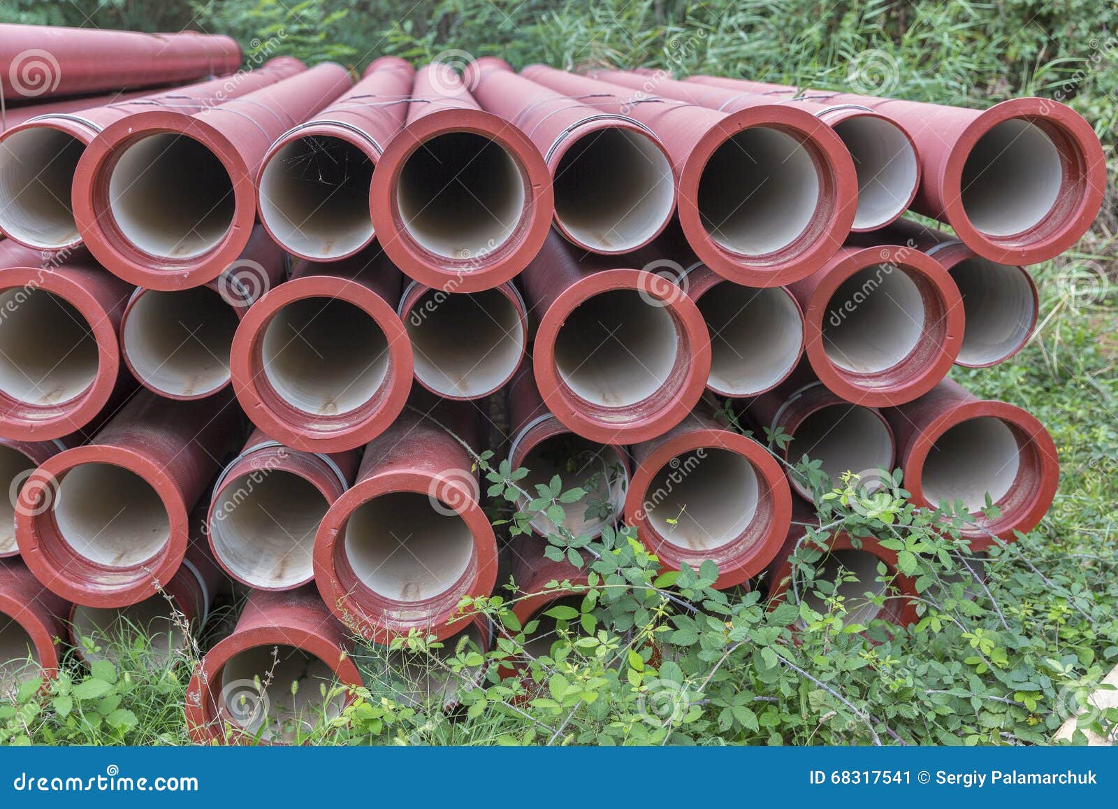 Construction Pipes at a Construction Site in the Forest Stock Image ...