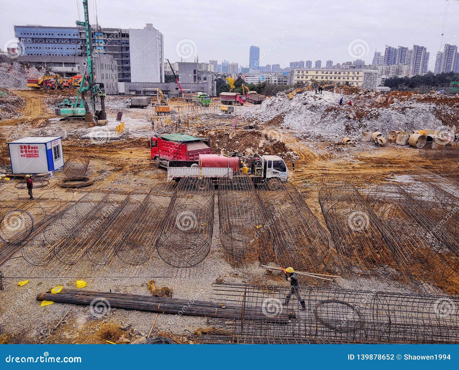 Construction pit site editorial photography. Image of earthmoving ...