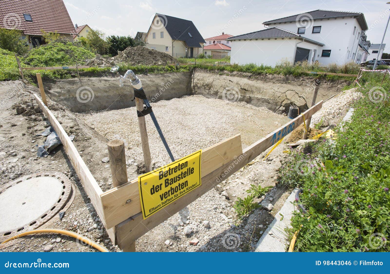 Construction Pit and Work Place for Foundation Stock Photo - Image of ...