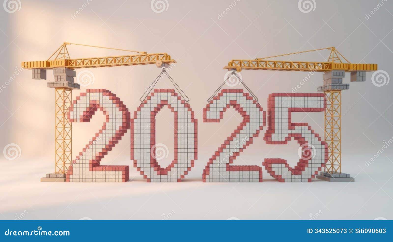 Construction of 2025 in Pixelated Style with Cranes AI Generated. Stock ...