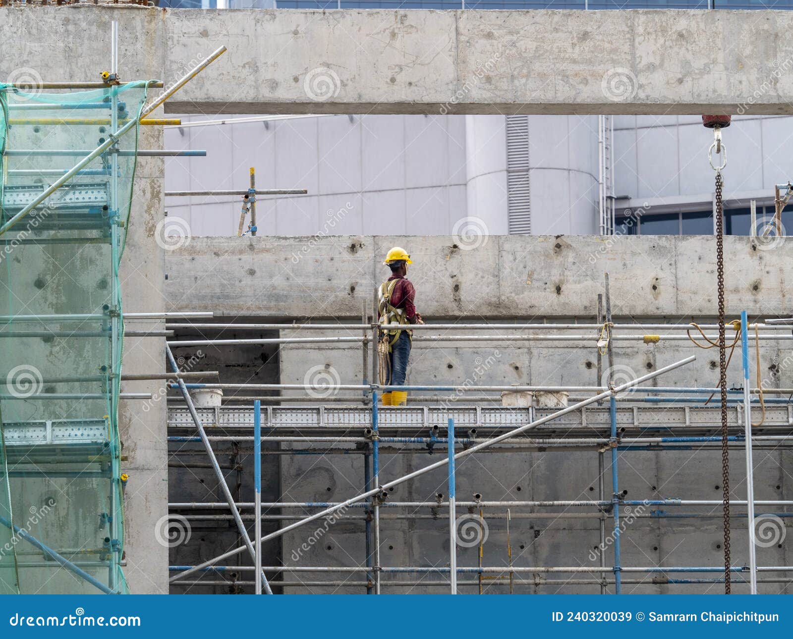Construction Place in City with Lonely Worker Editorial Stock Image ...
