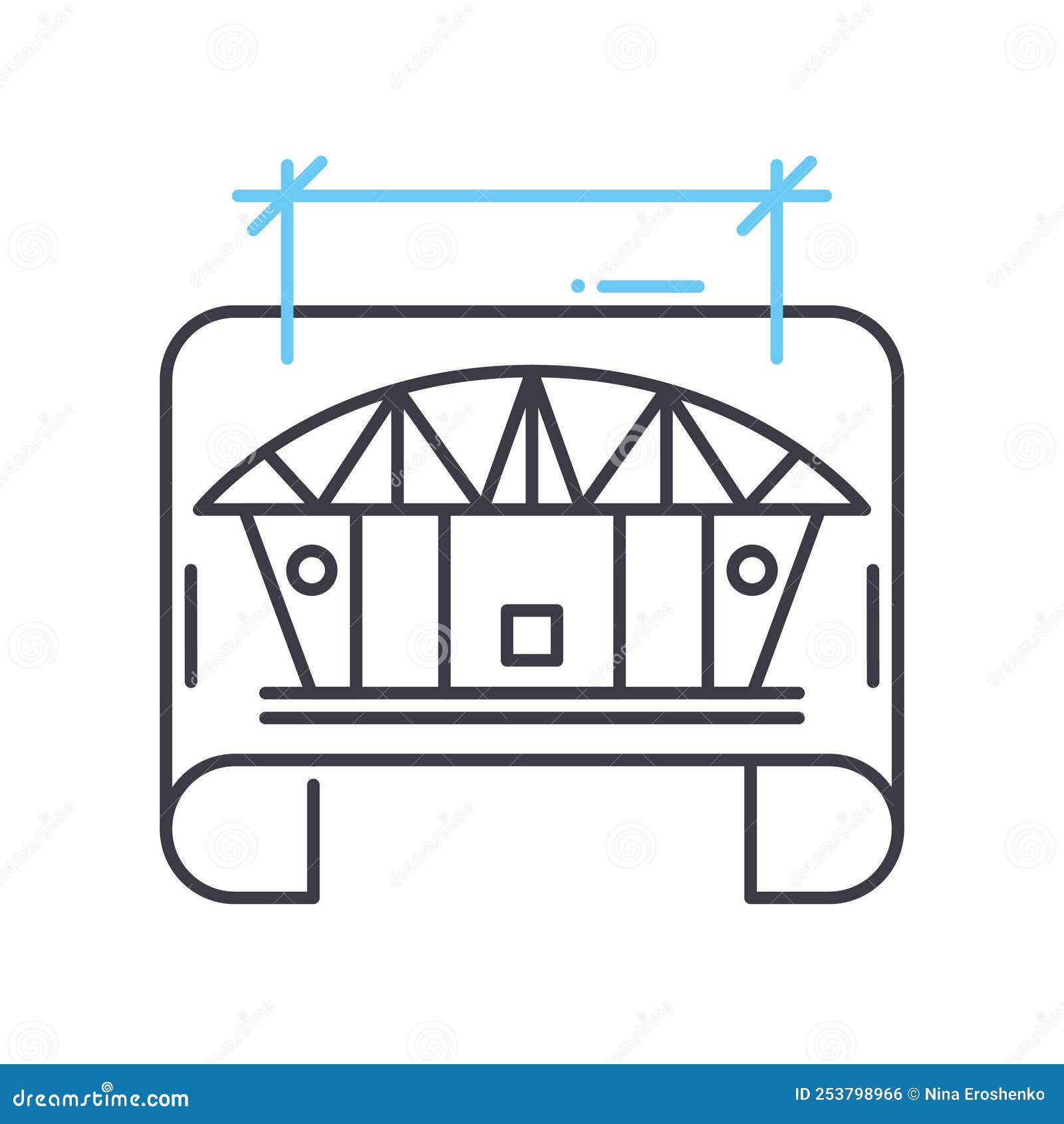 Construction Plan Line Icon, Outline Symbol, Vector Illustration ...