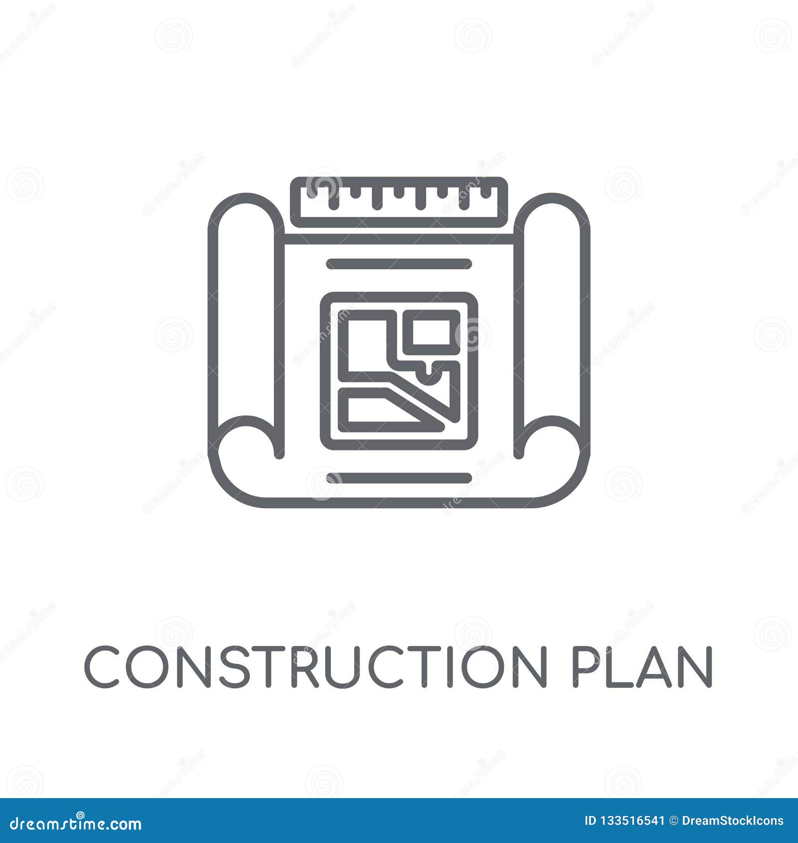 Construction Plan Linear Icon. Modern Outline Construction Plan Stock ...