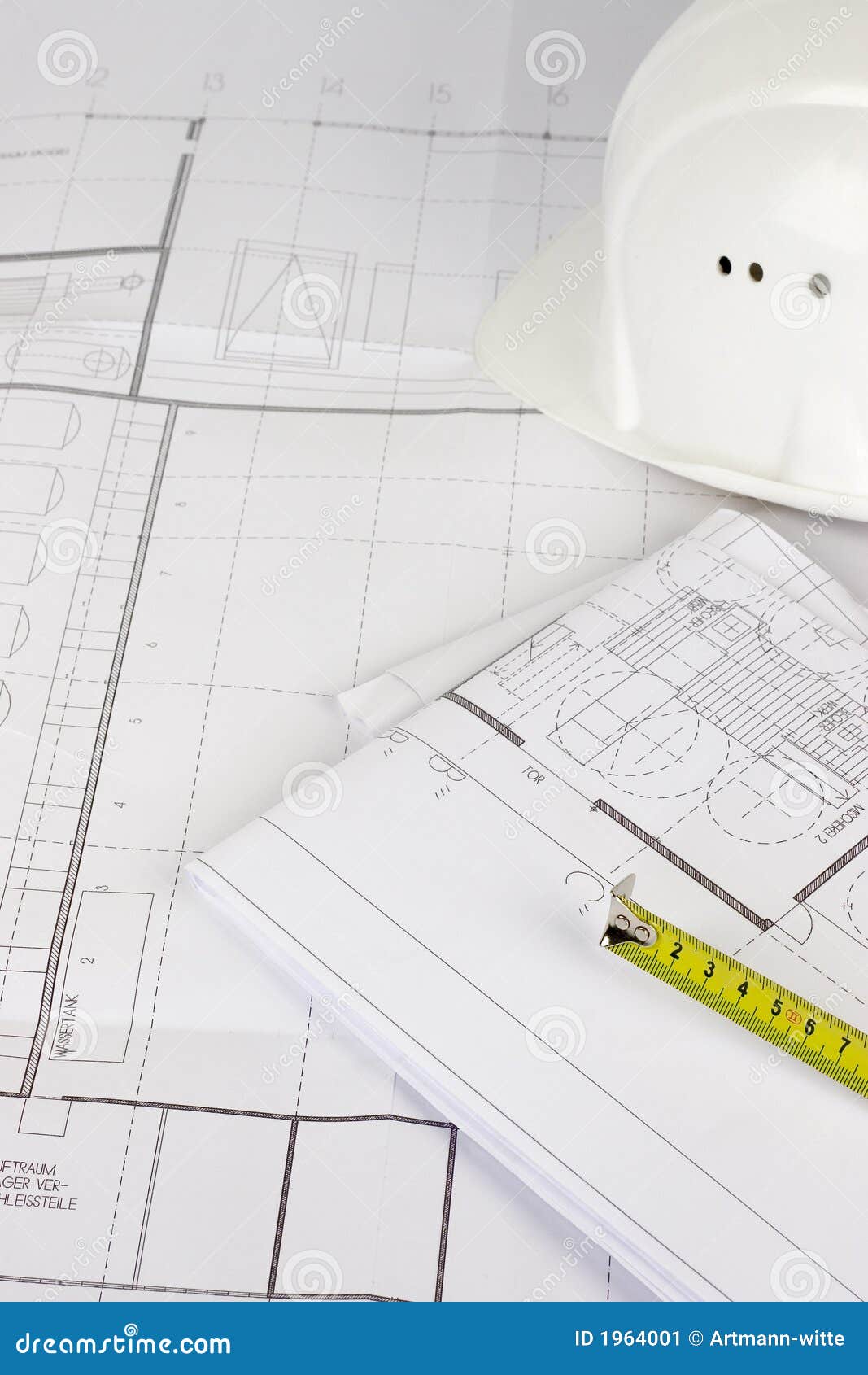Construction Plan and Measuring Tape Stock Image - Image of line ...