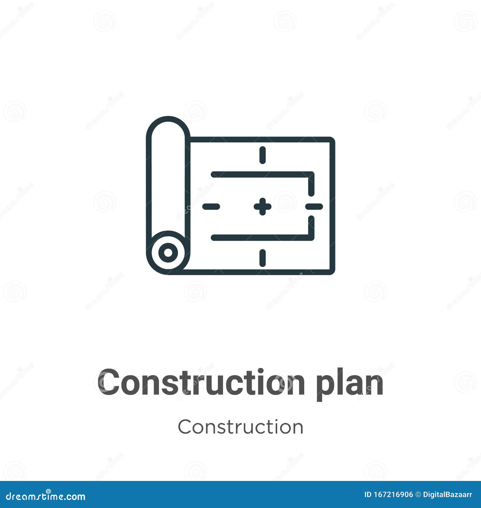 Construction Plan Outline Vector Icon. Thin Line Black Construction ...
