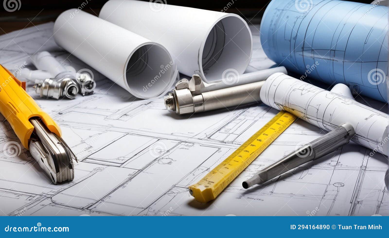 Construction Plan Tools and Blueprint Drawings Stock Illustration ...