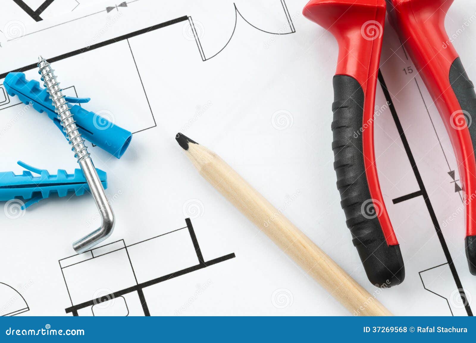 Construction Plan Tools stock photo. Image of document - 37269568