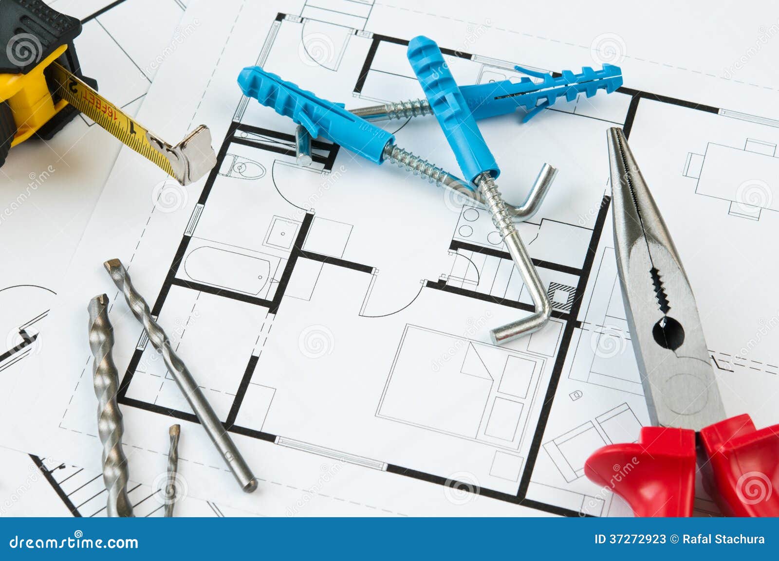 Construction Plan Tools stock image. Image of conceptual - 37272923