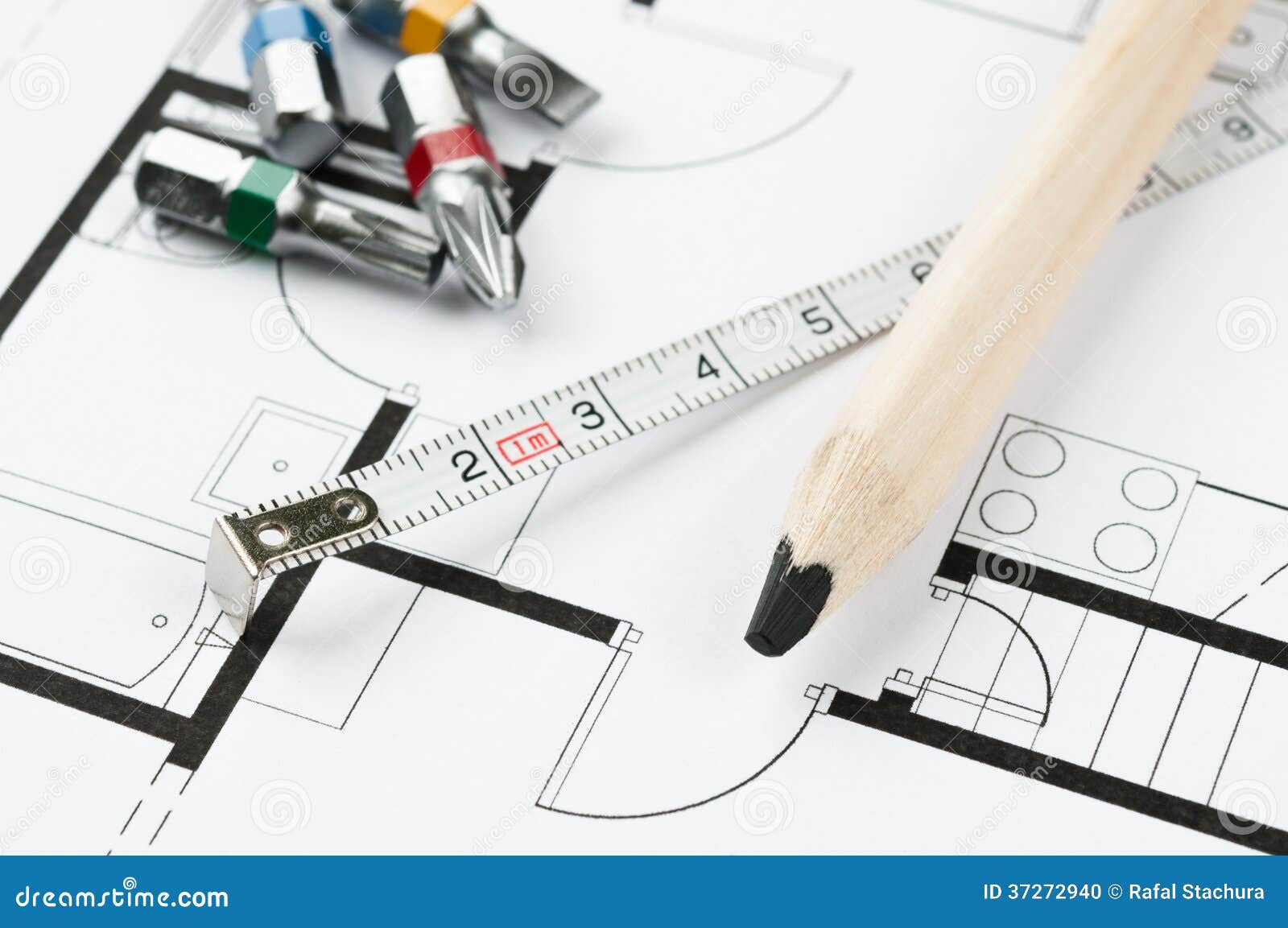 Construction Plan Tools stock photo. Image of object - 37272940