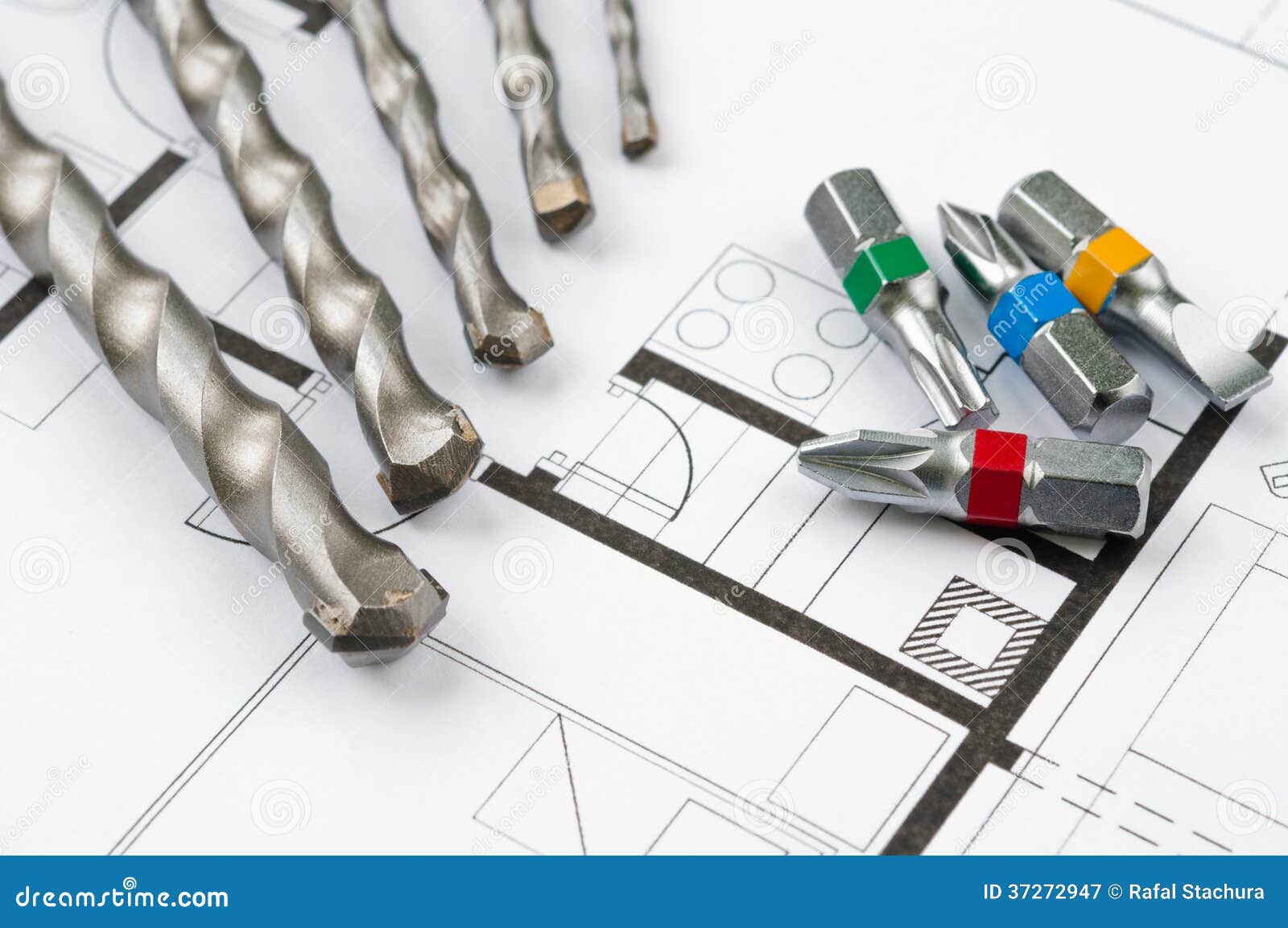Construction Plan Tools stock image. Image of draft, drawing - 37272947