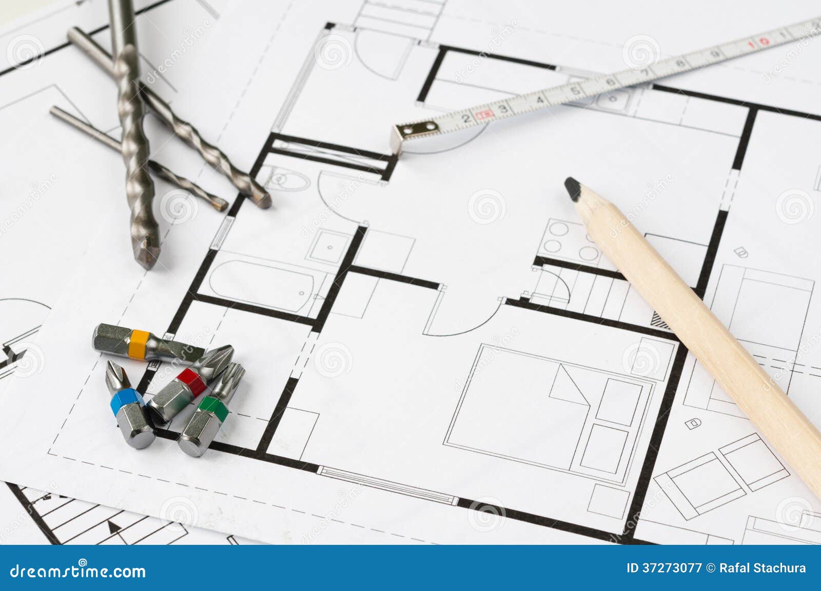 Construction Plan Tools stock image. Image of architecture - 37273077