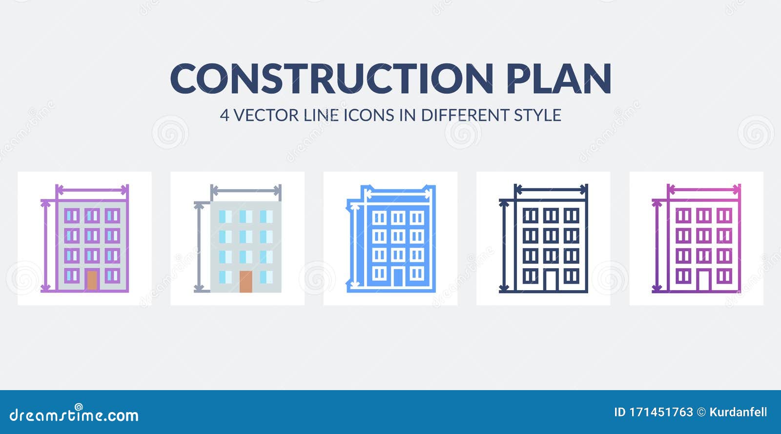 Construction Plan Vector Icon in Different Styles. Building Plan ...