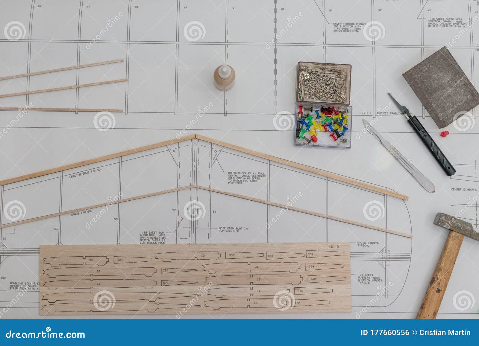 Construction of Plane Model Aircraft Stock Photo - Image of blue ...