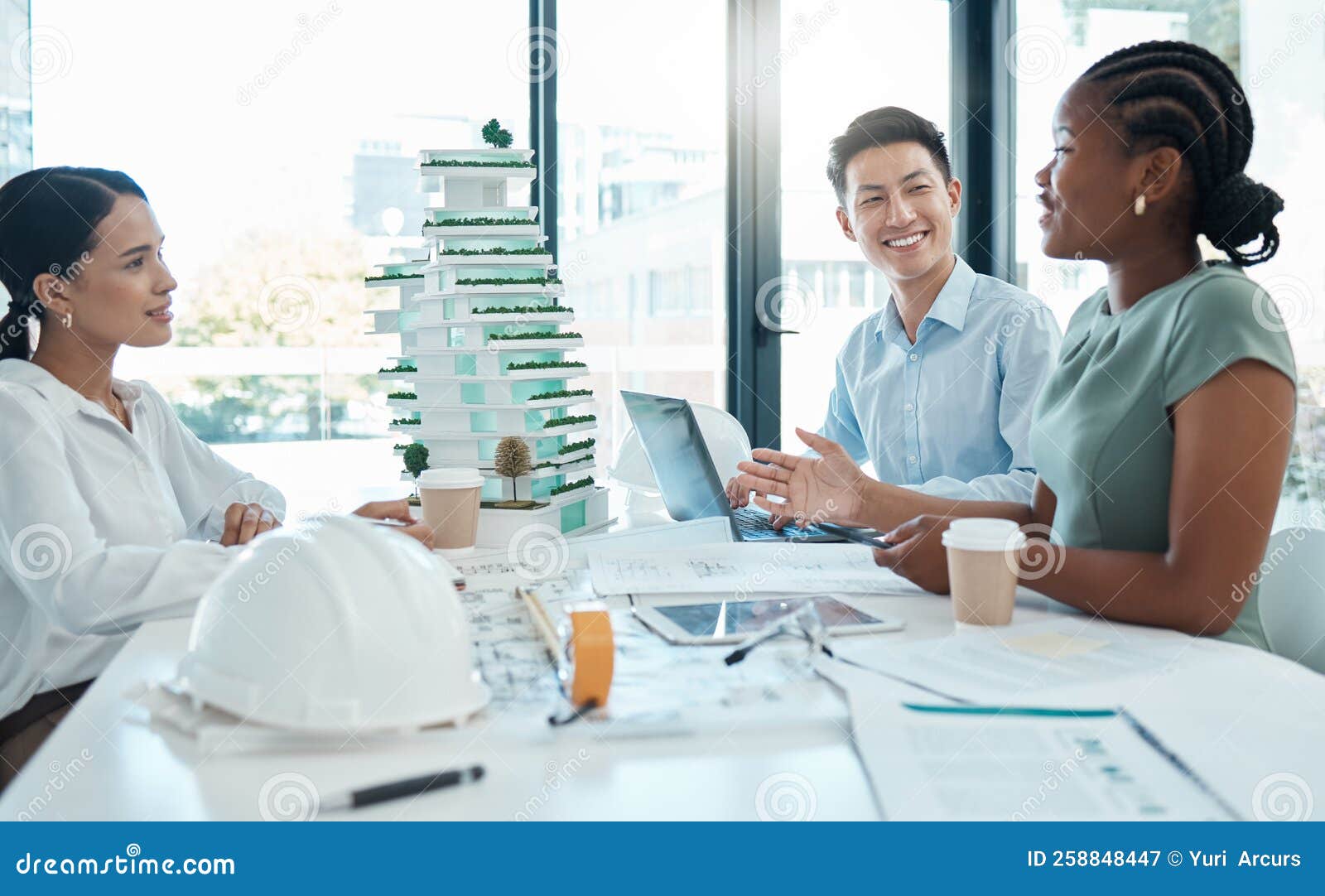 Construction, Planning and Architects Meeting about Design of Building ...