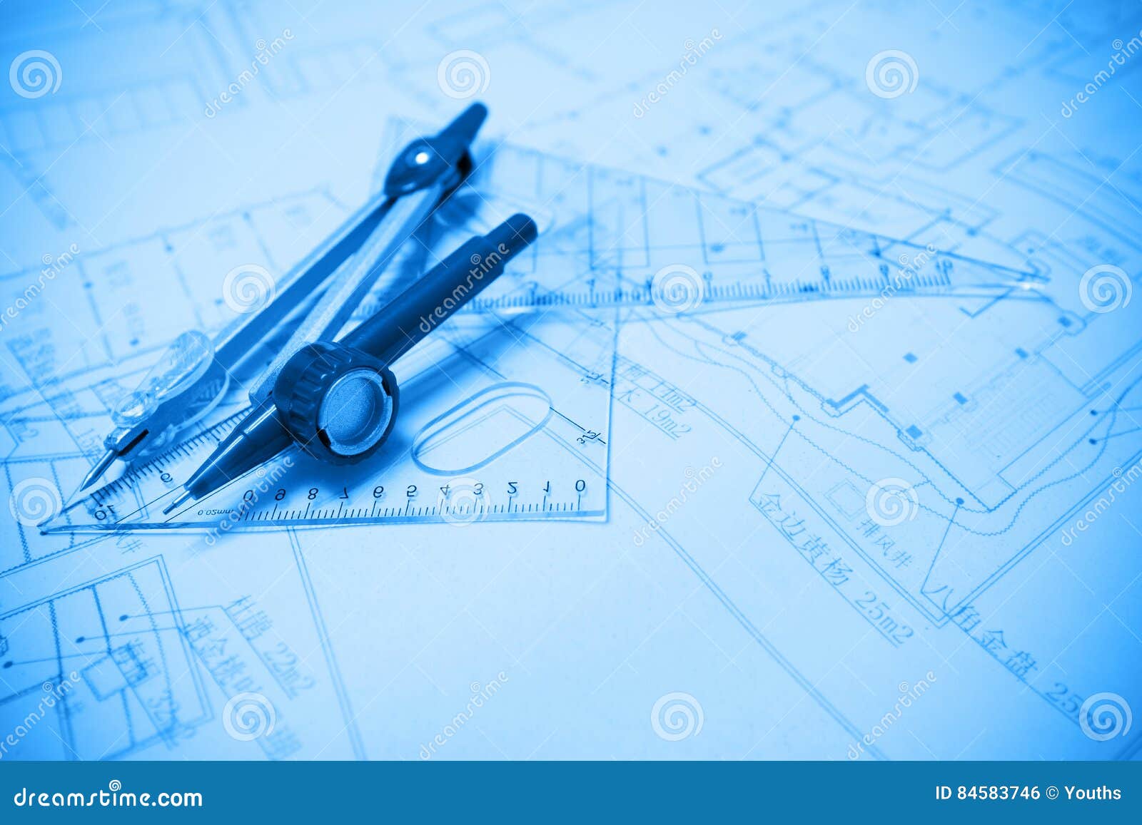 Drawing Tools On Blue Graph Paper Royalty-Free Stock Photography ...