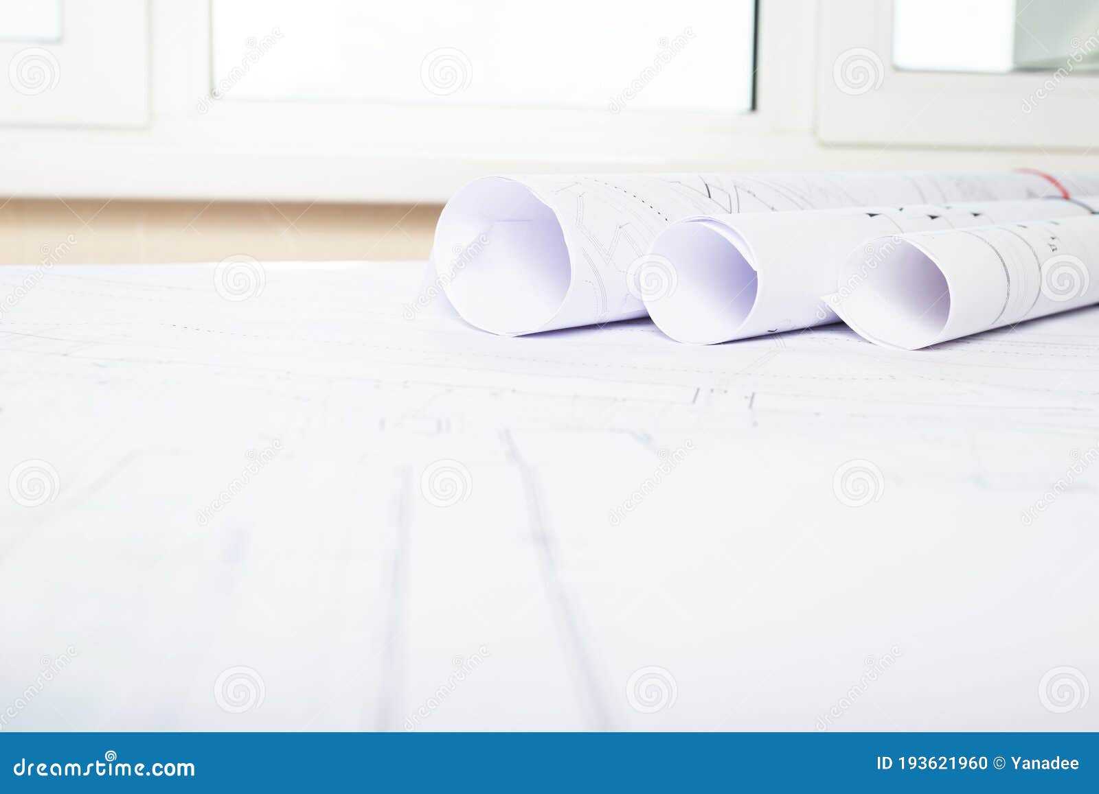 Construction Planning Drawings, Projects on Paper Stock Photo - Image ...