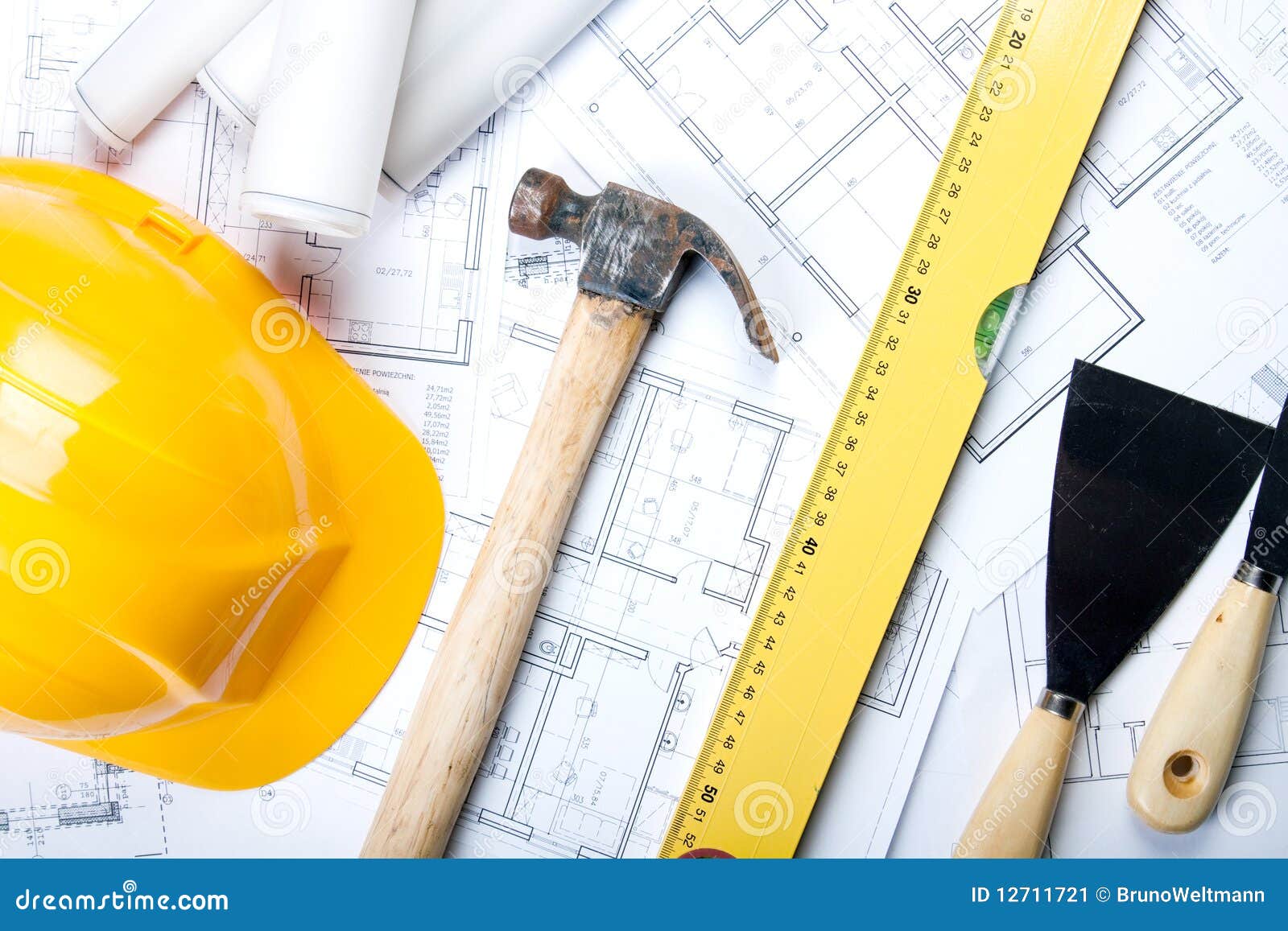 Construction Plans stock image. Image of blueprint, contractor - 12711721