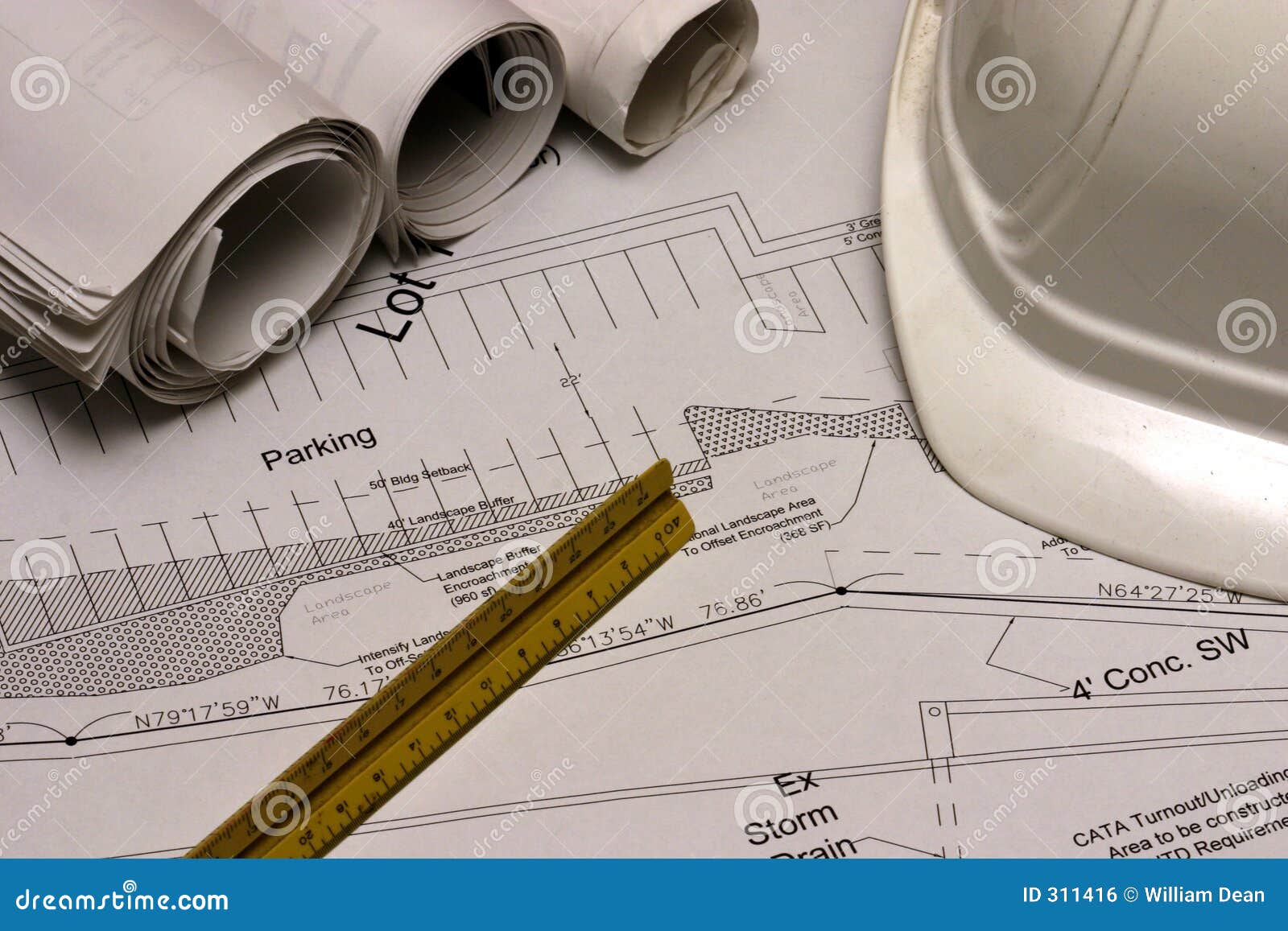 Construction Plans 3 stock photo. Image of pencil, blueprint - 311416