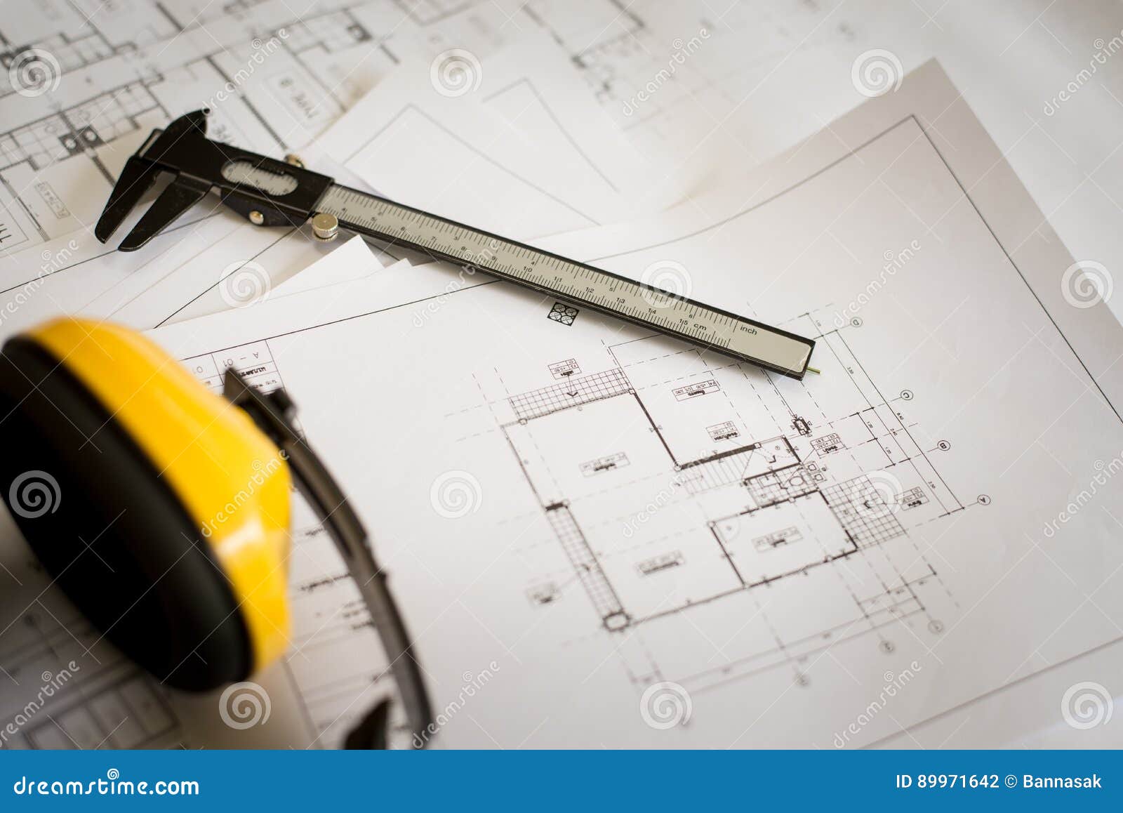Construction Plans and Drawing Tools Stock Photo - Image of blue ...