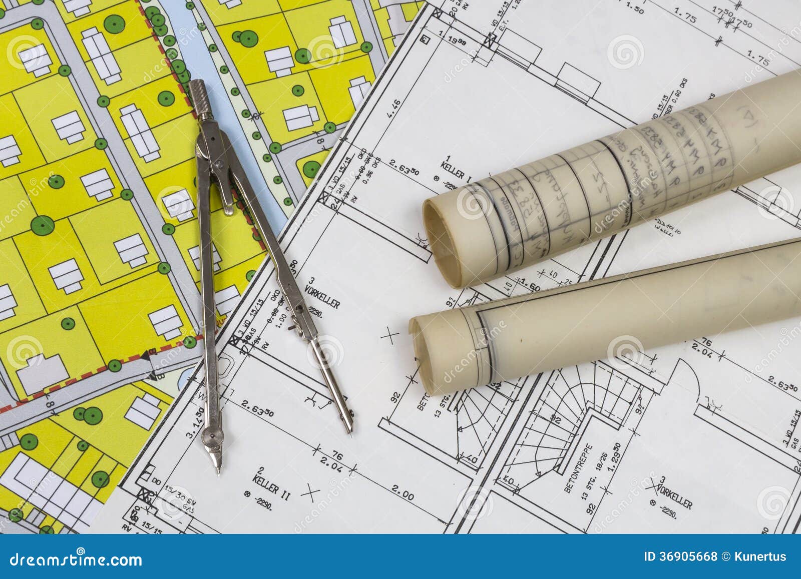 Construction plans stock photo. Image of compass, planning - 36905668