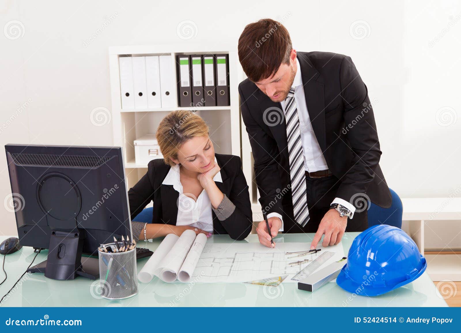 Construction Plans Revised and Signed Stock Photo - Image of engineer ...