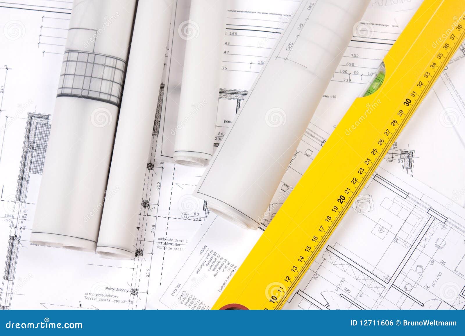 Construction Plans and Ruler Stock Photo - Image of home, estate: 12711606