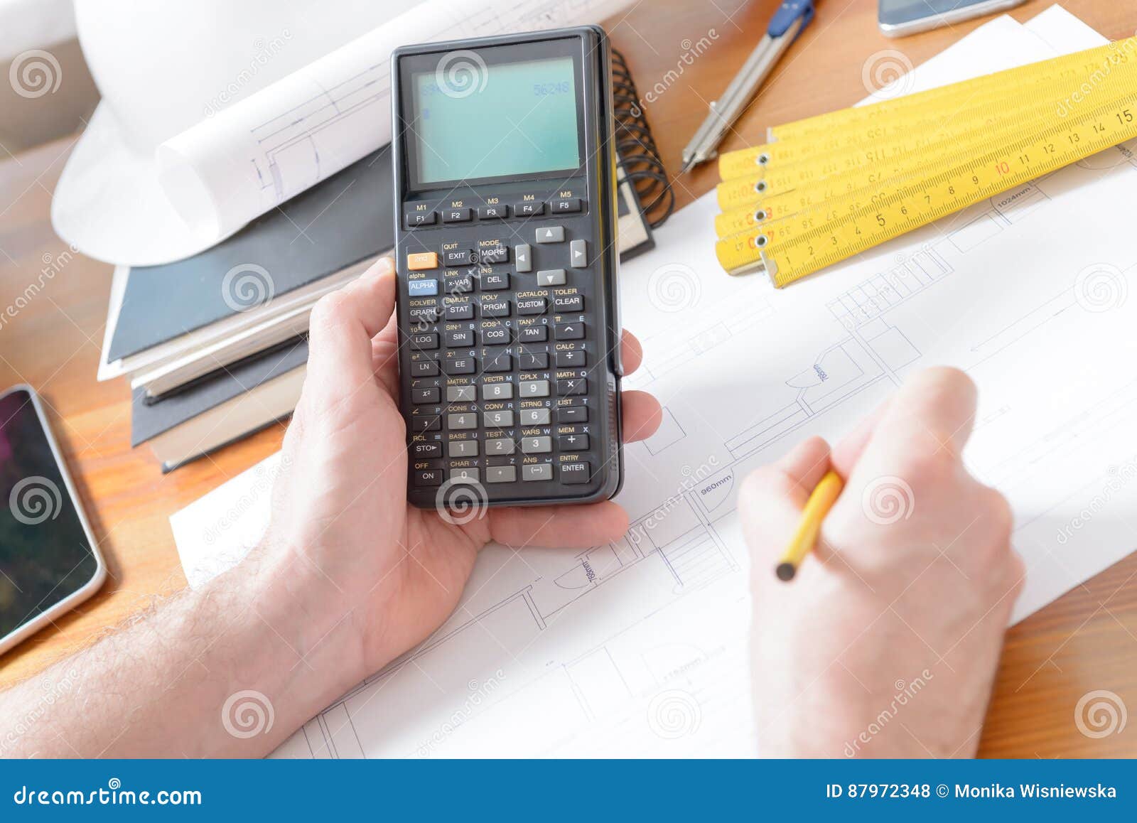 Construction Plans and Tools Stock Photo - Image of blue, architect ...