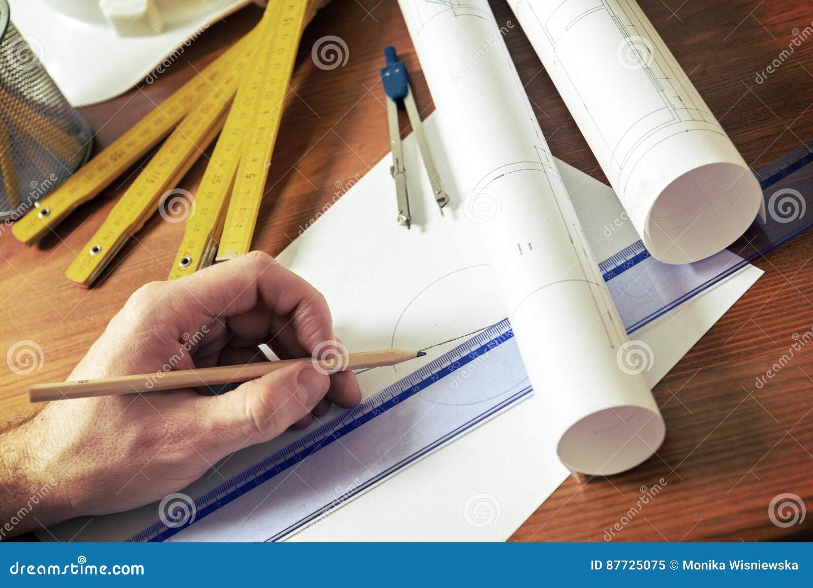 Construction Plans and Tools Stock Image - Image of blueprint, estate ...
