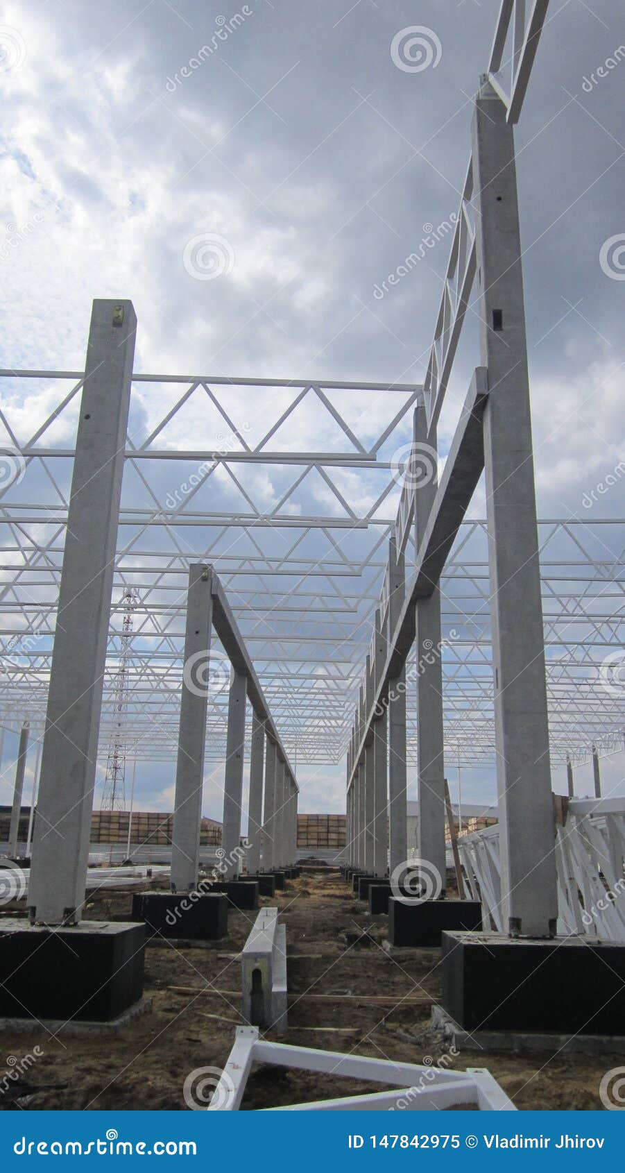 Construction of a Metal Frame Plant Stock Image - Image of installation ...