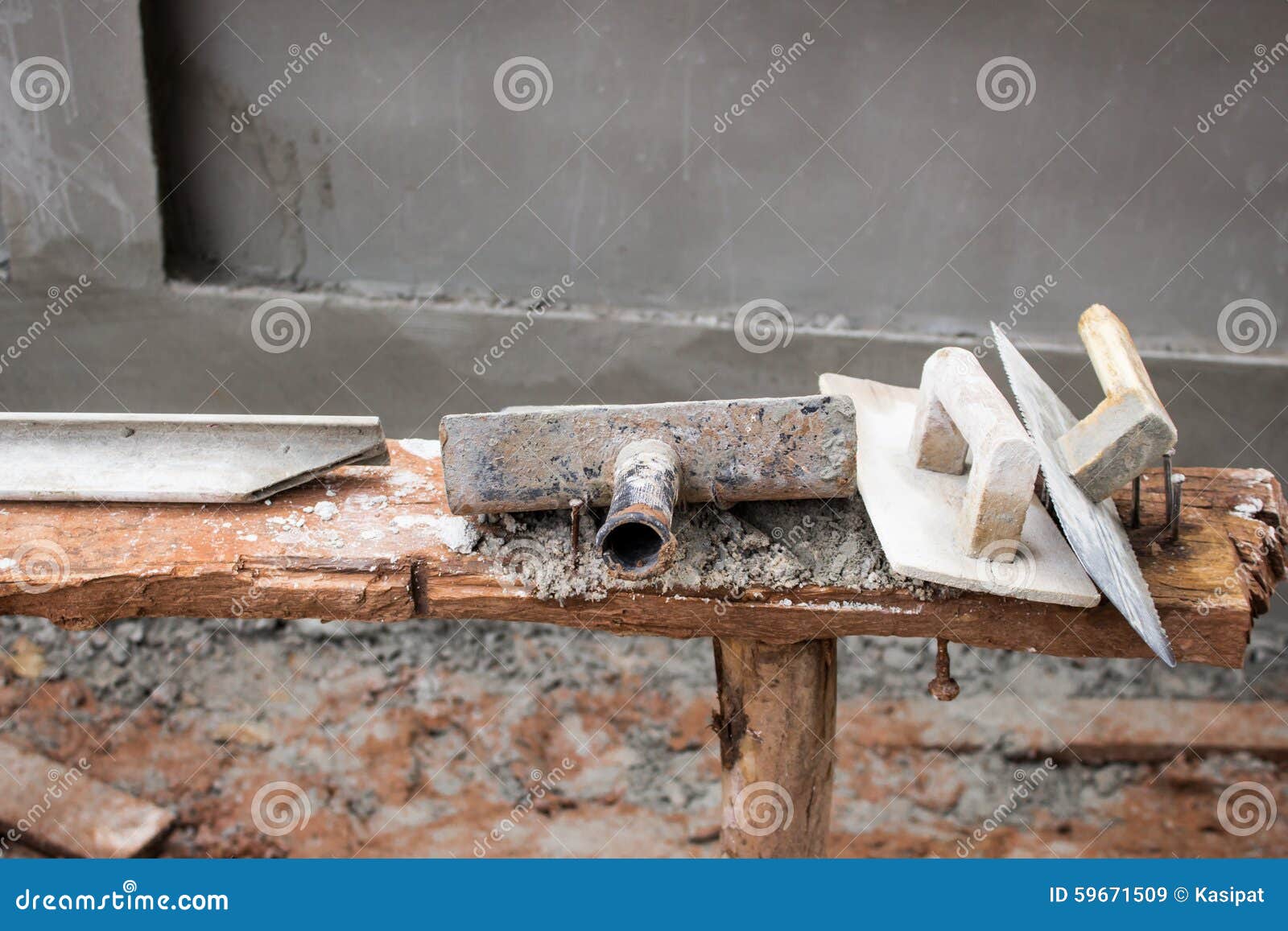 Construction Plaster work stock image. Image of instrument - 59671509