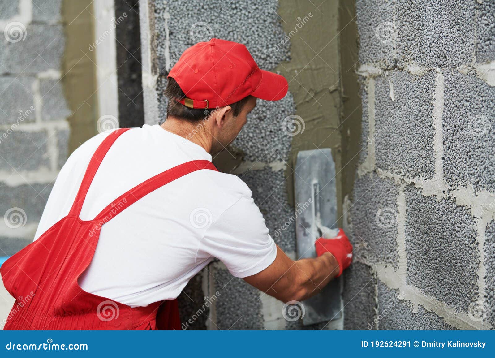 Plasterer Worker Protecting Corner with Mesh. Building Technology Stock ...