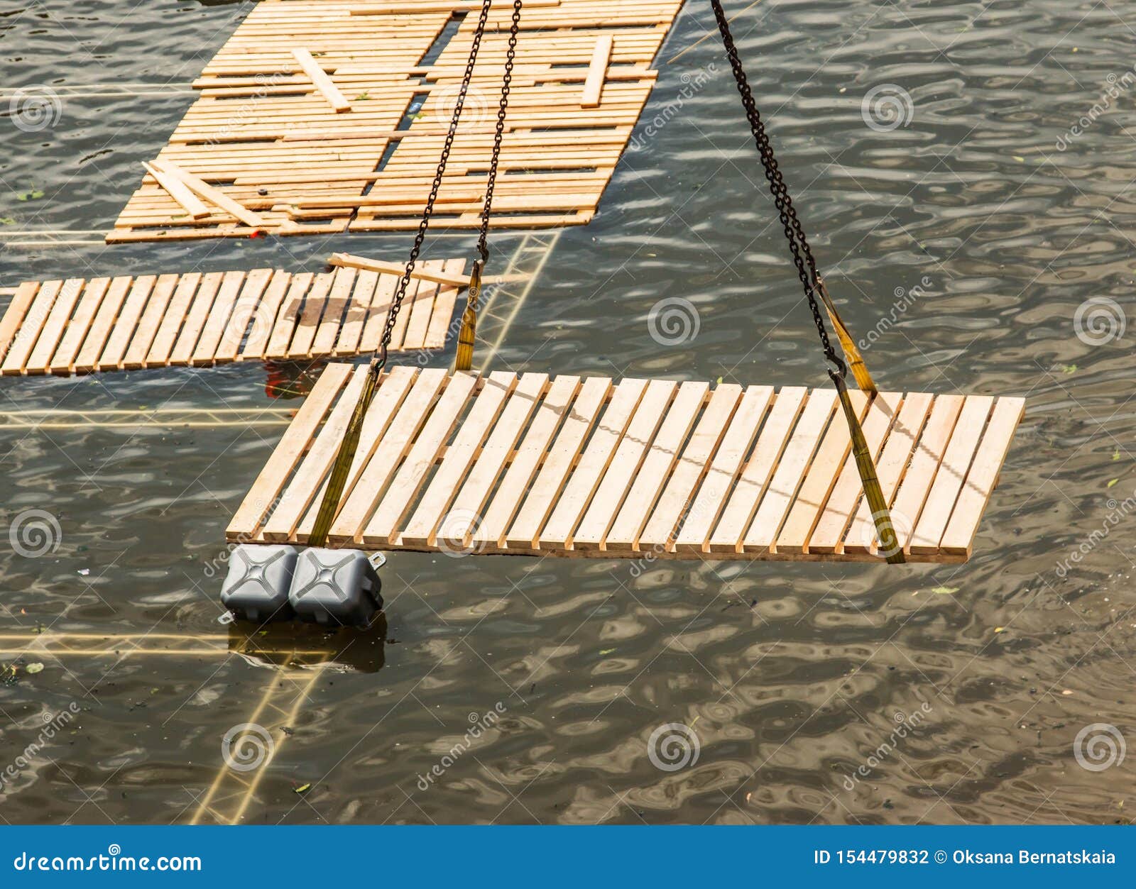 Construction of a Platform on the Water Stock Photo - Image of river ...