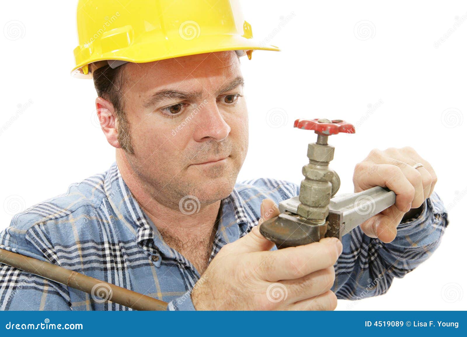Construction Plumber Closeup Stock Image - Image of manual, blue: 4519089