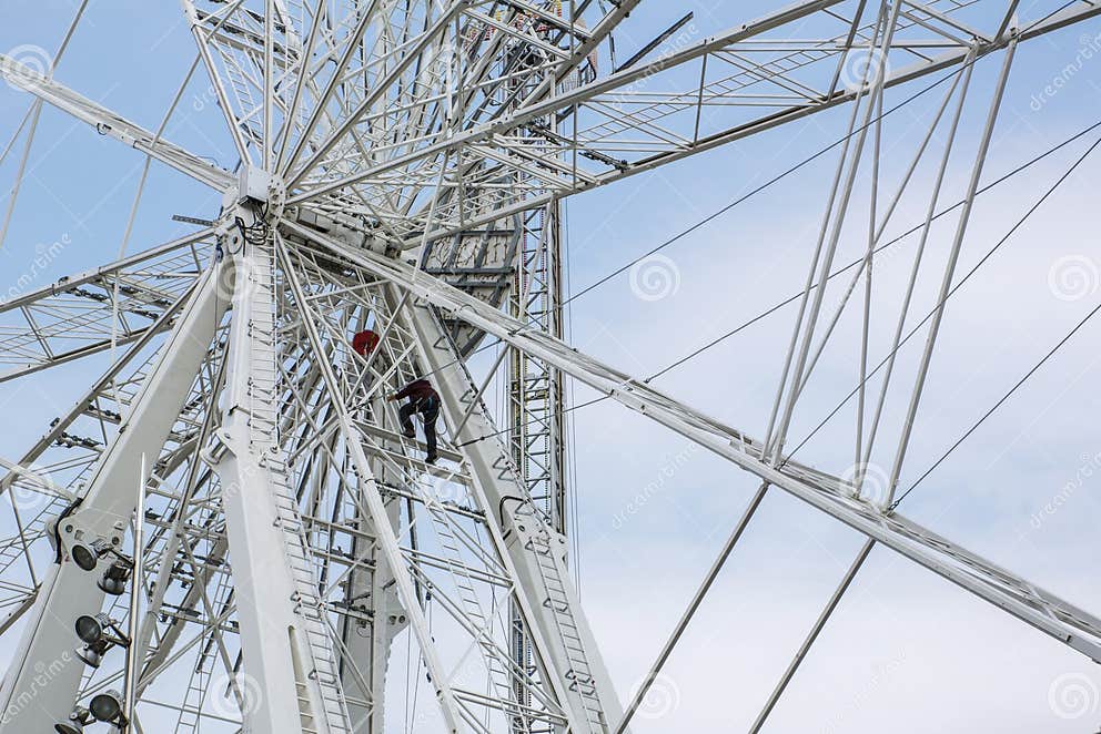 Construction of Popular Carousel in the City Stock Photo - Image of ...